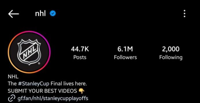 NHL Teams Arranged: Instagram Followers Count