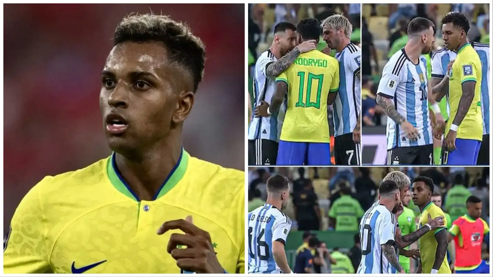 Full conservation between Rodrygo and Messi during the Brazil vs ...